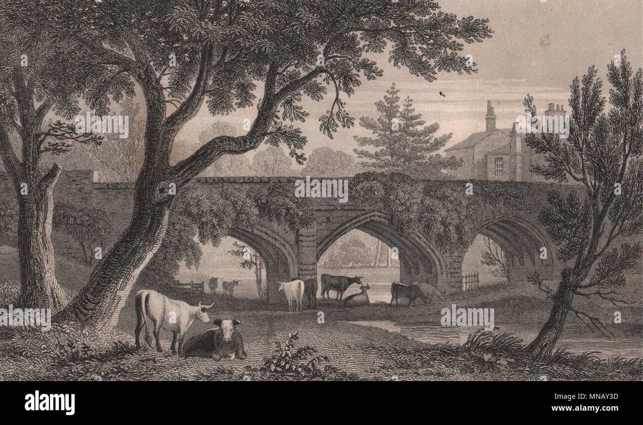 Eltham Bridge. Kent. London. GASTINEAU 1829 old antique vintage print ...