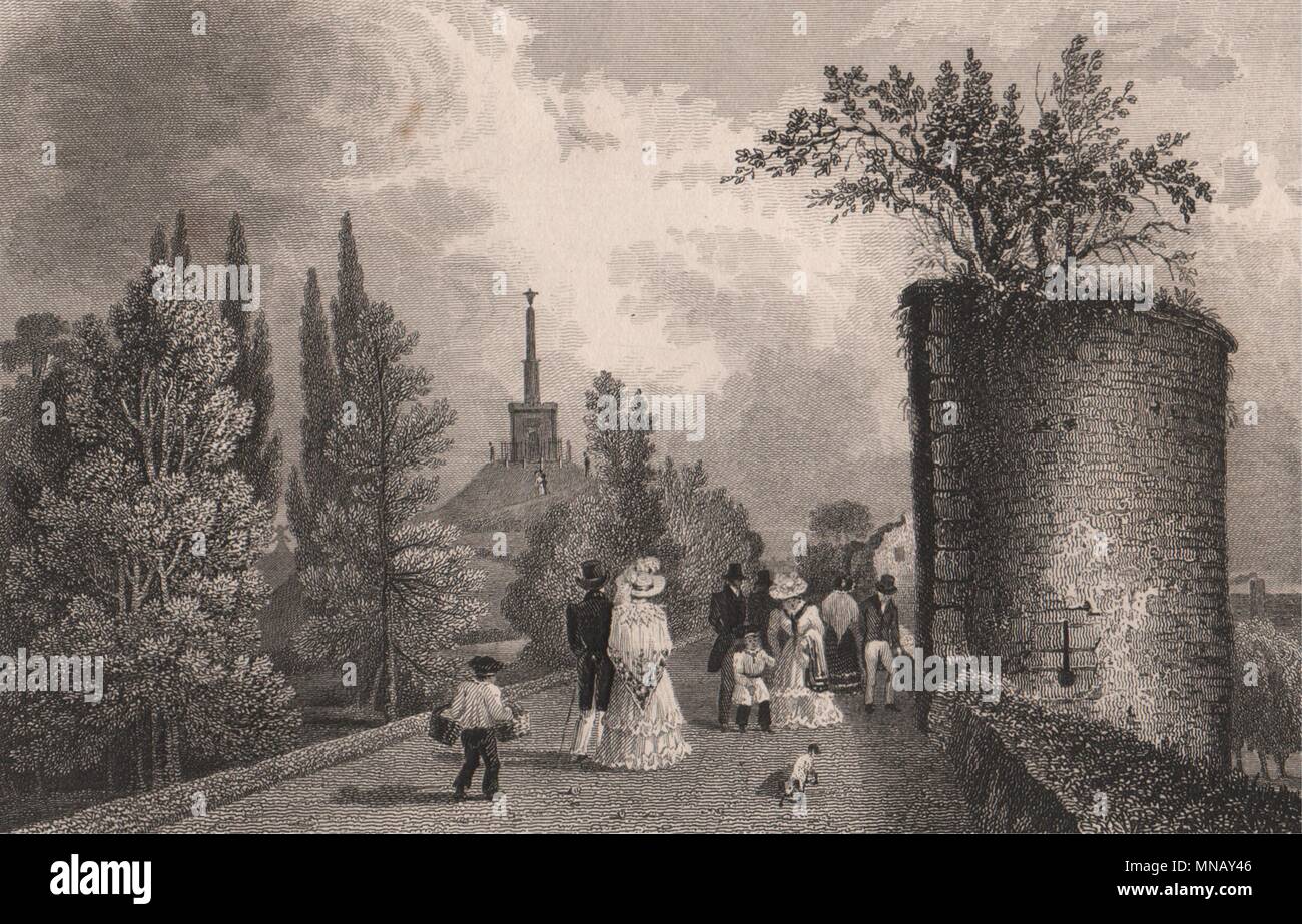 Dane John Mound, Canterbury, Kent. SHEPHERD 1829 old antique print ...