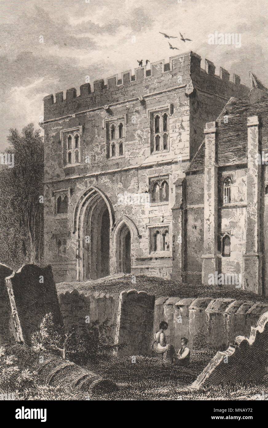 College of All Saints Gateway, Maidstone. Kent. BARTLETT 1829 old print ...