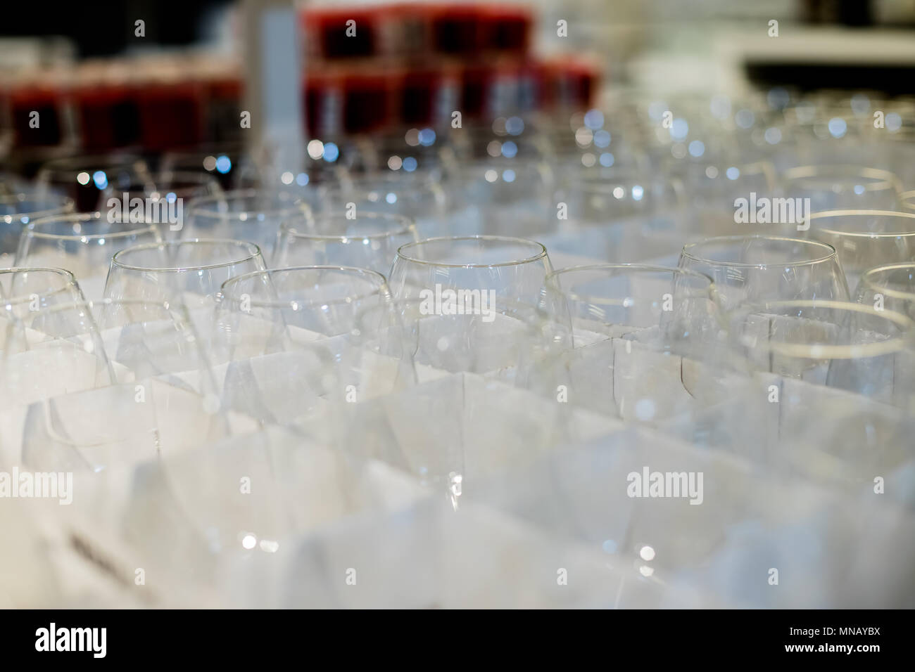 group of glass, setup for wedding ceremony. selective focus.catering ...