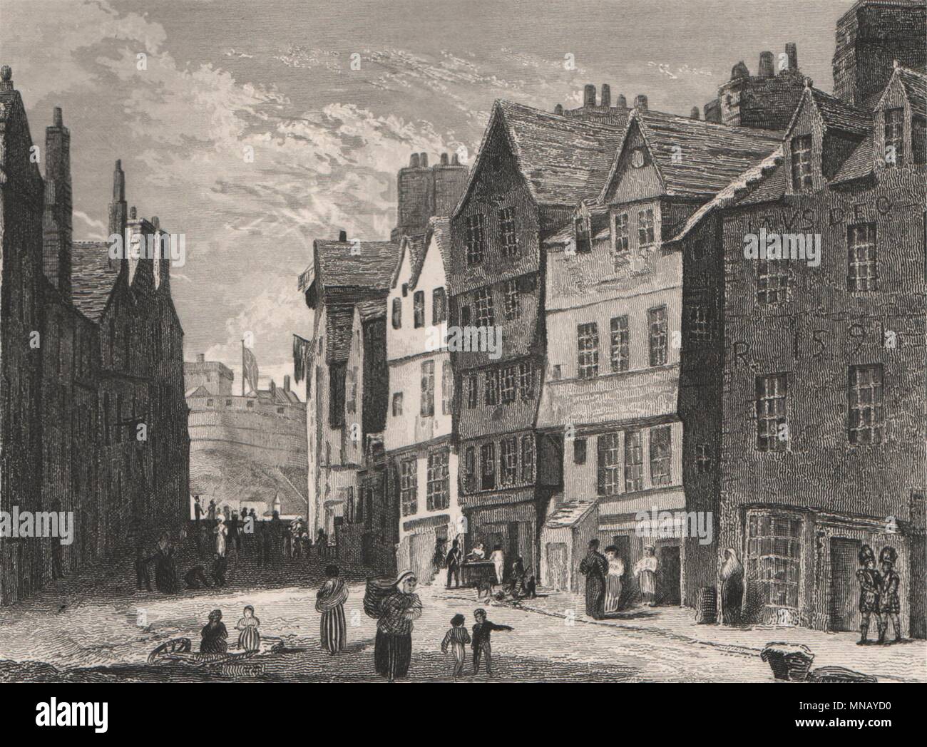 Castlehill, Edinburgh. Royal Mile. Scotland 1845 old antique print ...