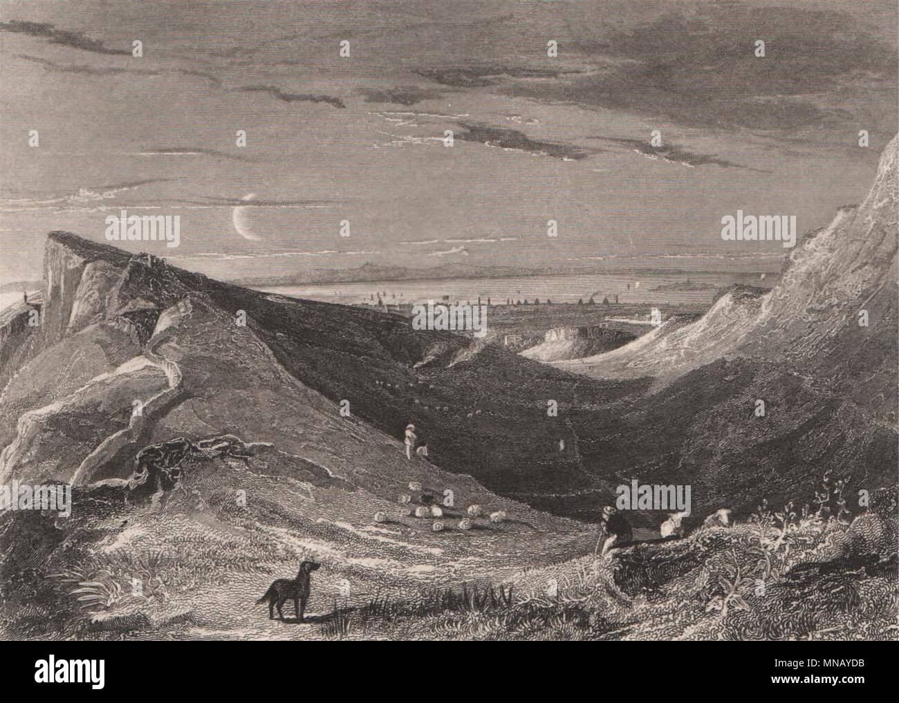 Hunter's Bog on Valley of Arthurs Seat, Holyrood Park. Scotland 1845 ...