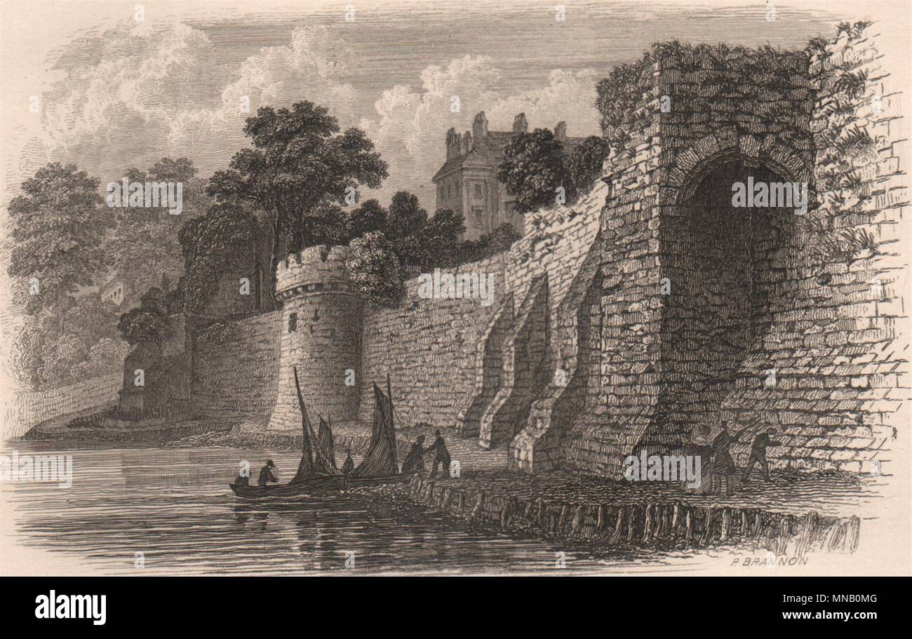 SOUTHAMPTON. The North-west Walls of the Town & Castle. BRANNON 1853 ...