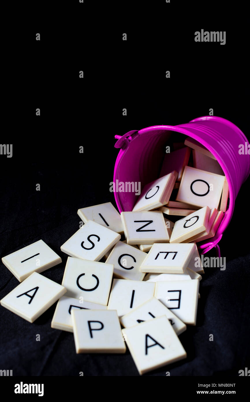 letter blocks in a bucket Stock Photo - Alamy