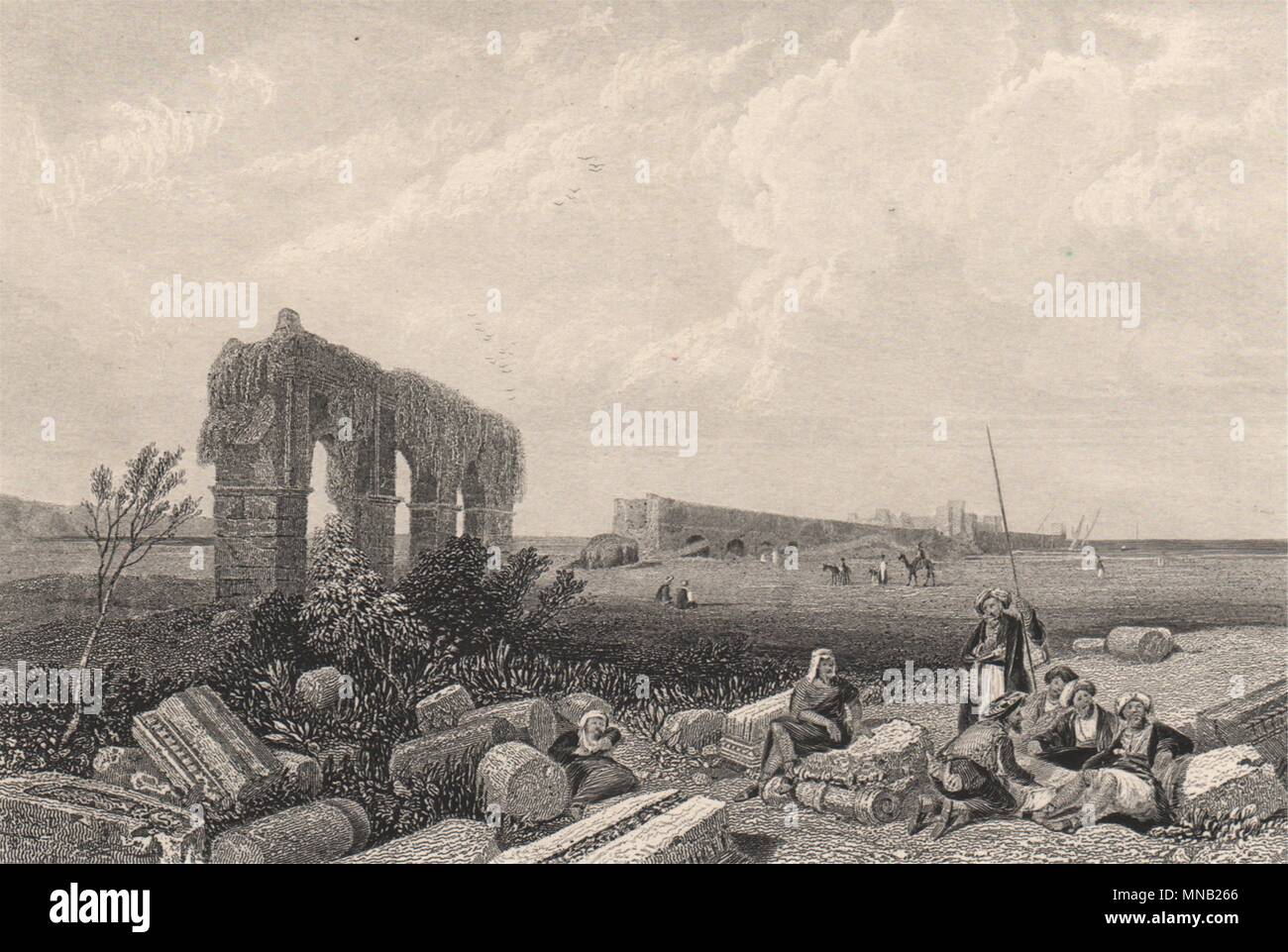 The ruins of Tyre (Sur/Sour). Lebanon. BARTHOLOMEW 1886 old antique ...