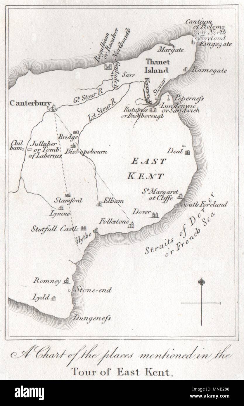 'A chart of the places mentioned in the tour of East Kent'. GOSTLING ...