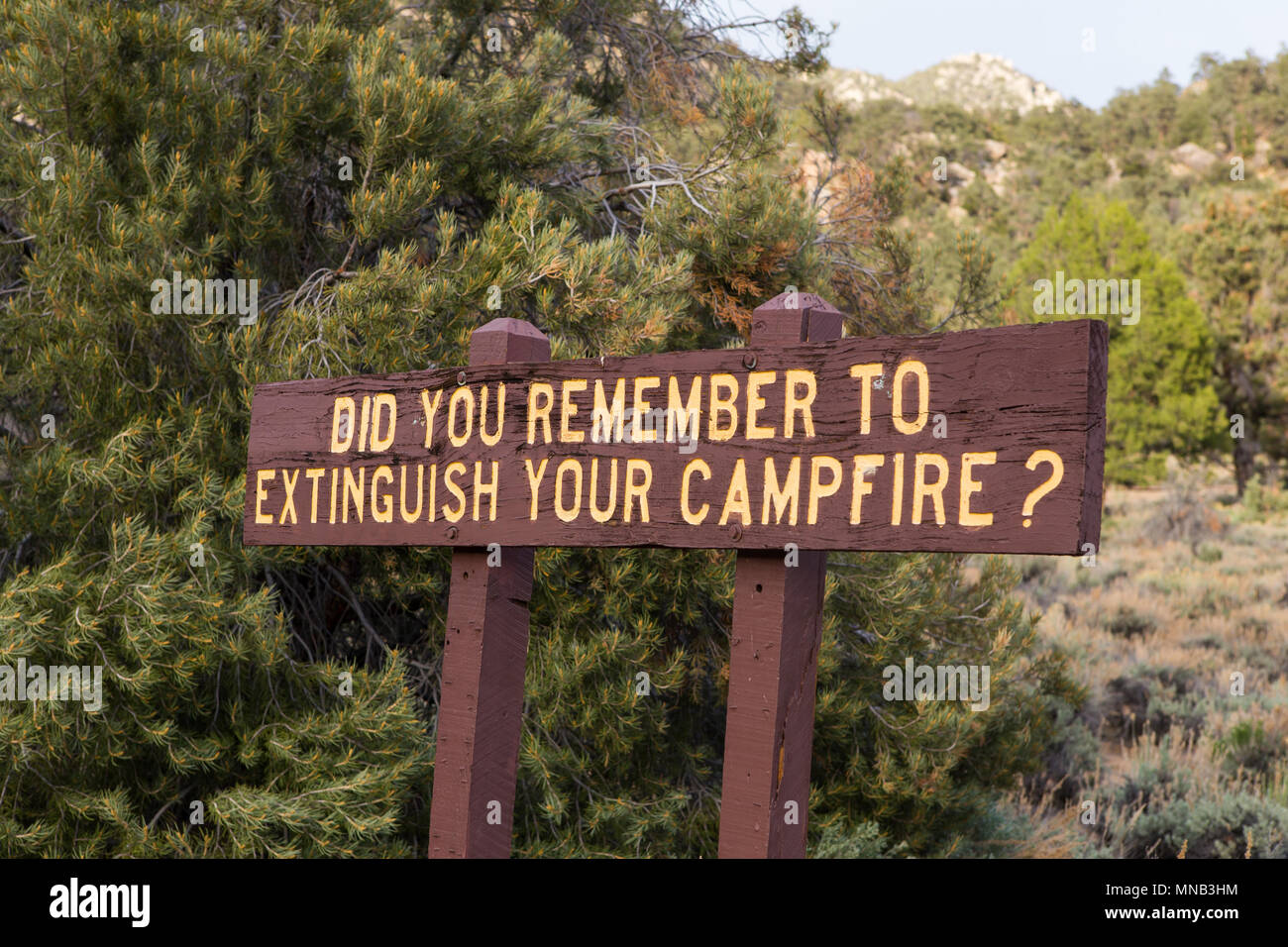 Warning sign in the southern Sierra Nevada Mountains. "Did you remember ...