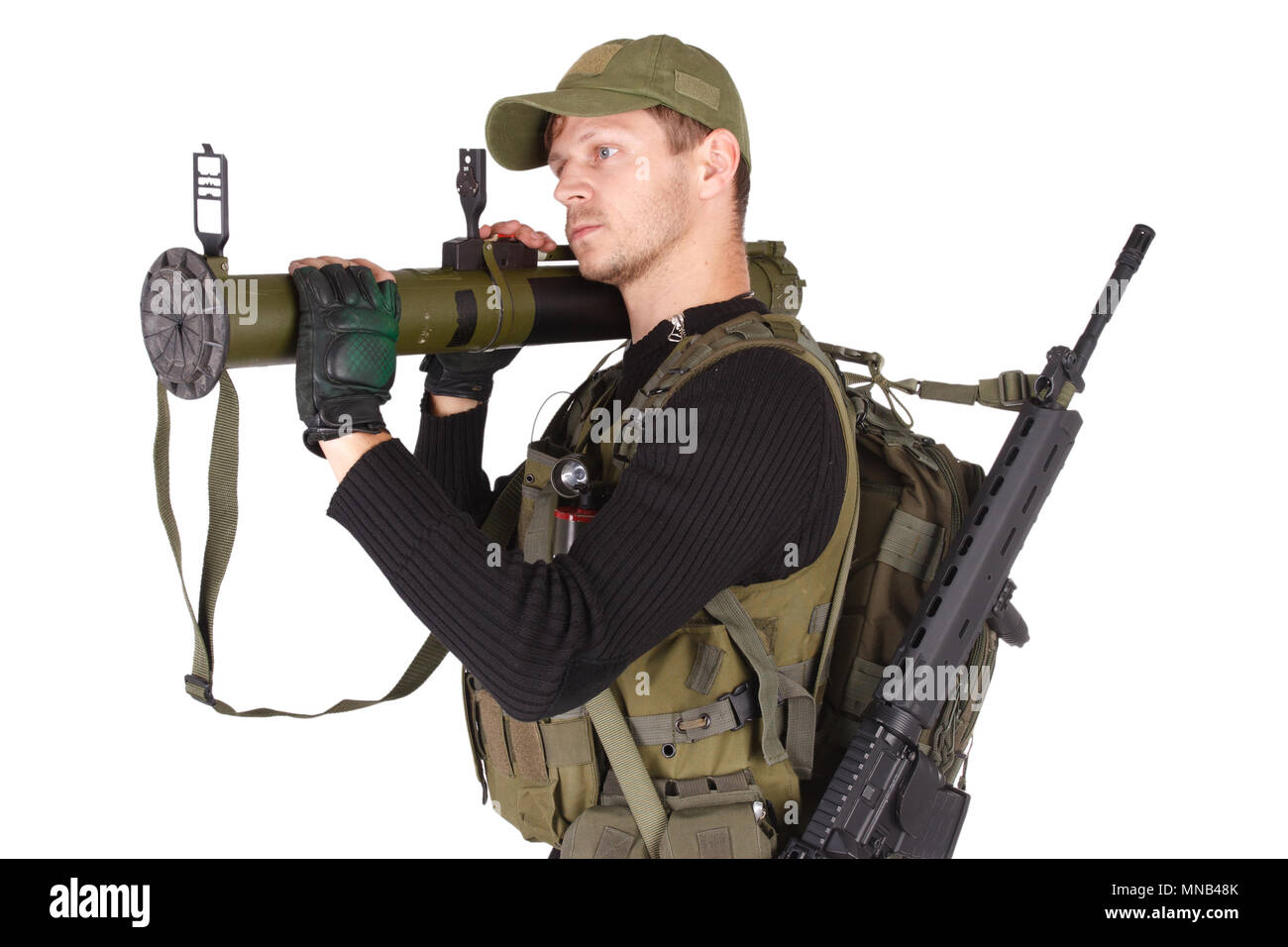 mercenary with RPG isolated on white Stock Photo - Alamy