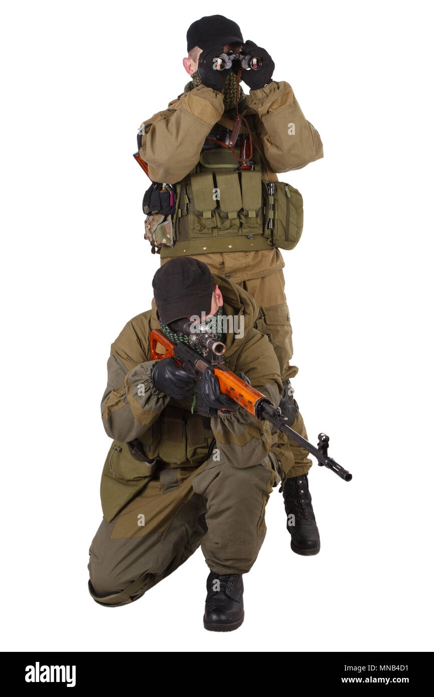 insurgent sniper pair with SVD rifle isolated on white background Stock ...