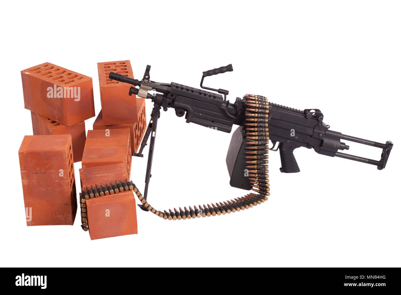 M249 machine gun on position isolated on white Stock Photo - Alamy