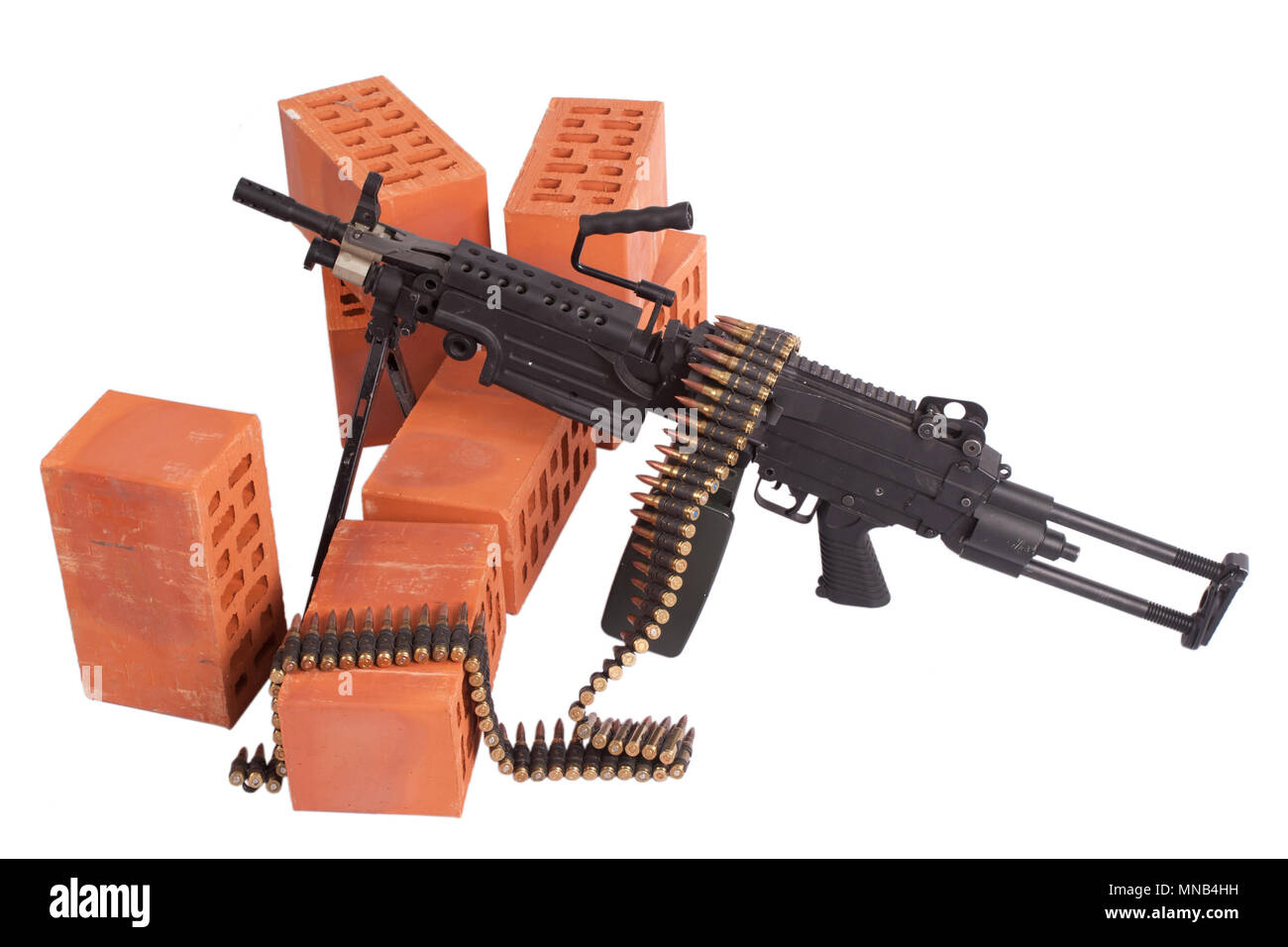 M249 machine gun on position isolated on white Stock Photo - Alamy