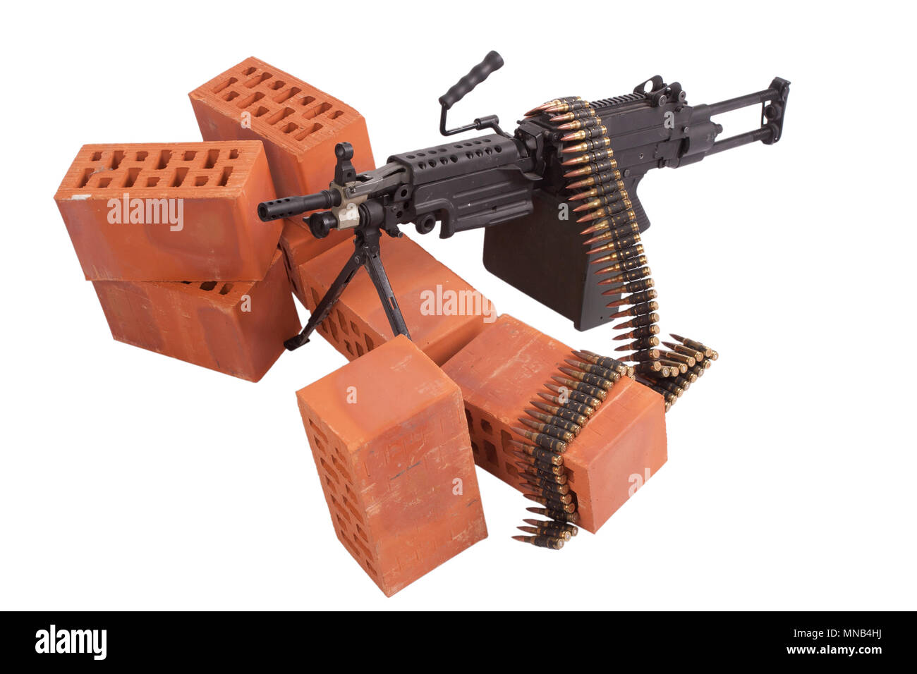 M249 machine gun on position isolated on white Stock Photo - Alamy