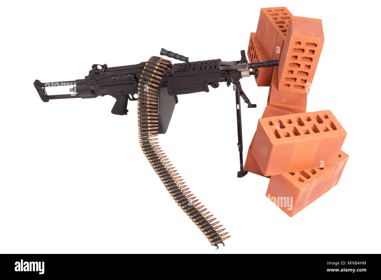 M249 machine gun on position isolated on white Stock Photo - Alamy