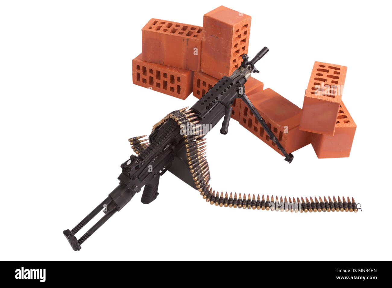 M249 machine gun on position isolated on white Stock Photo - Alamy