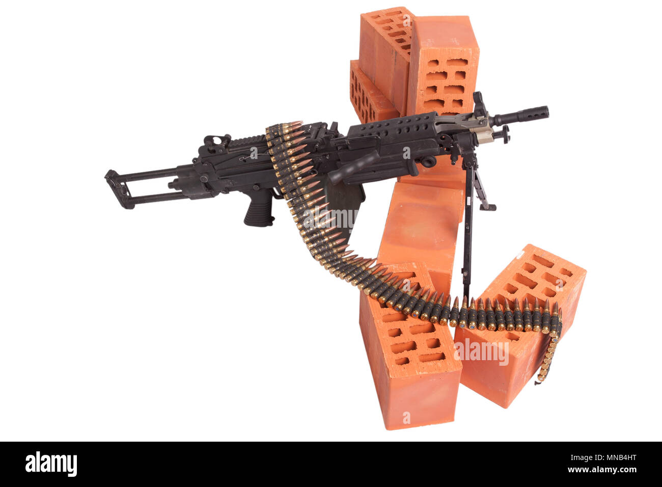 M249 machine gun on position isolated on white Stock Photo - Alamy