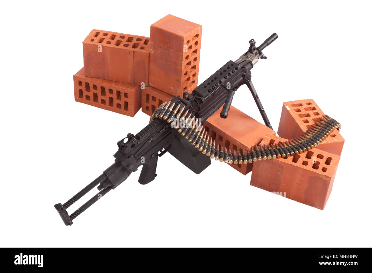 M249 machine gun on position isolated on white Stock Photo - Alamy