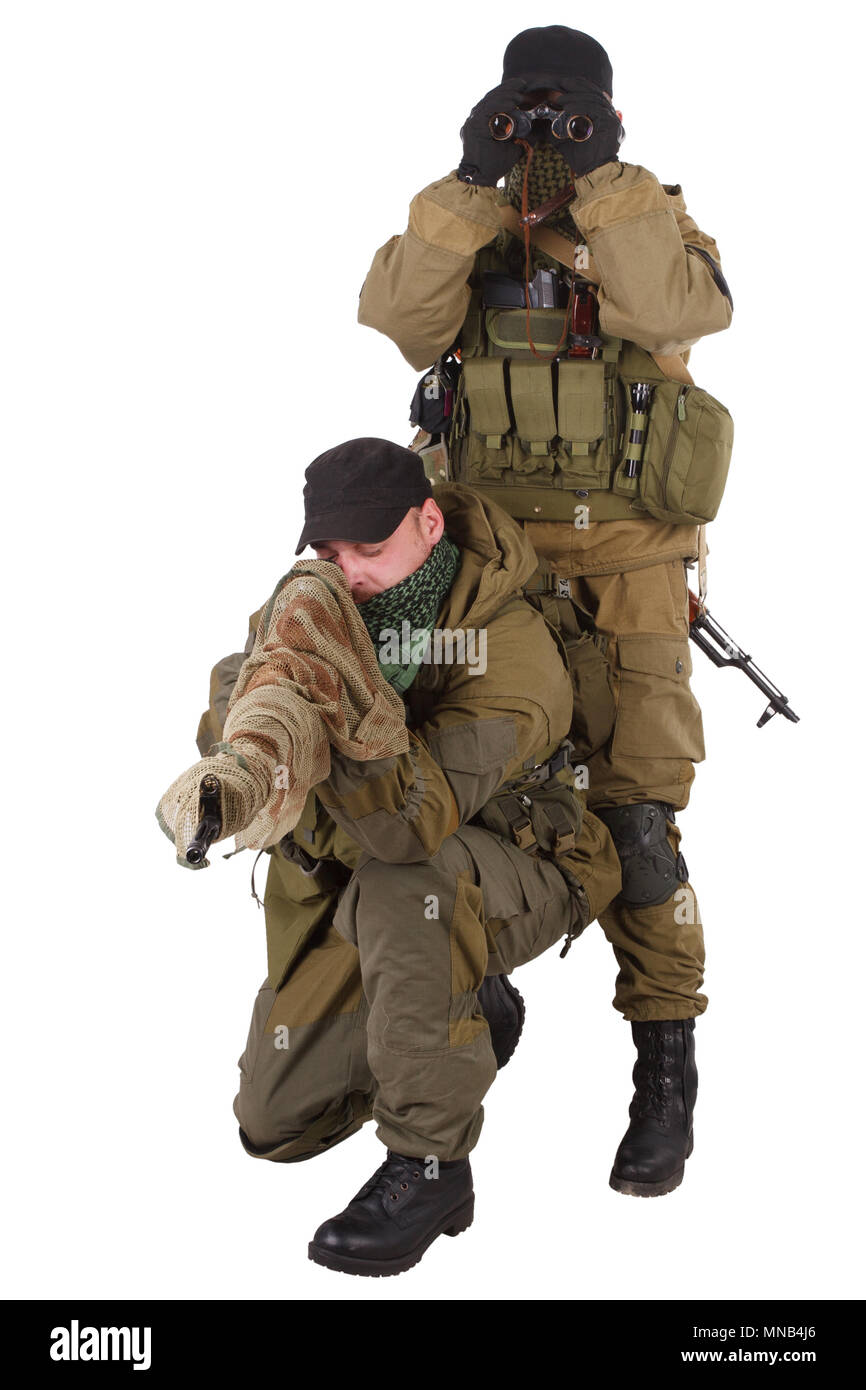 mercenaries sniper pair with SVD rifle isolated on white background Stock Photo - Alamy