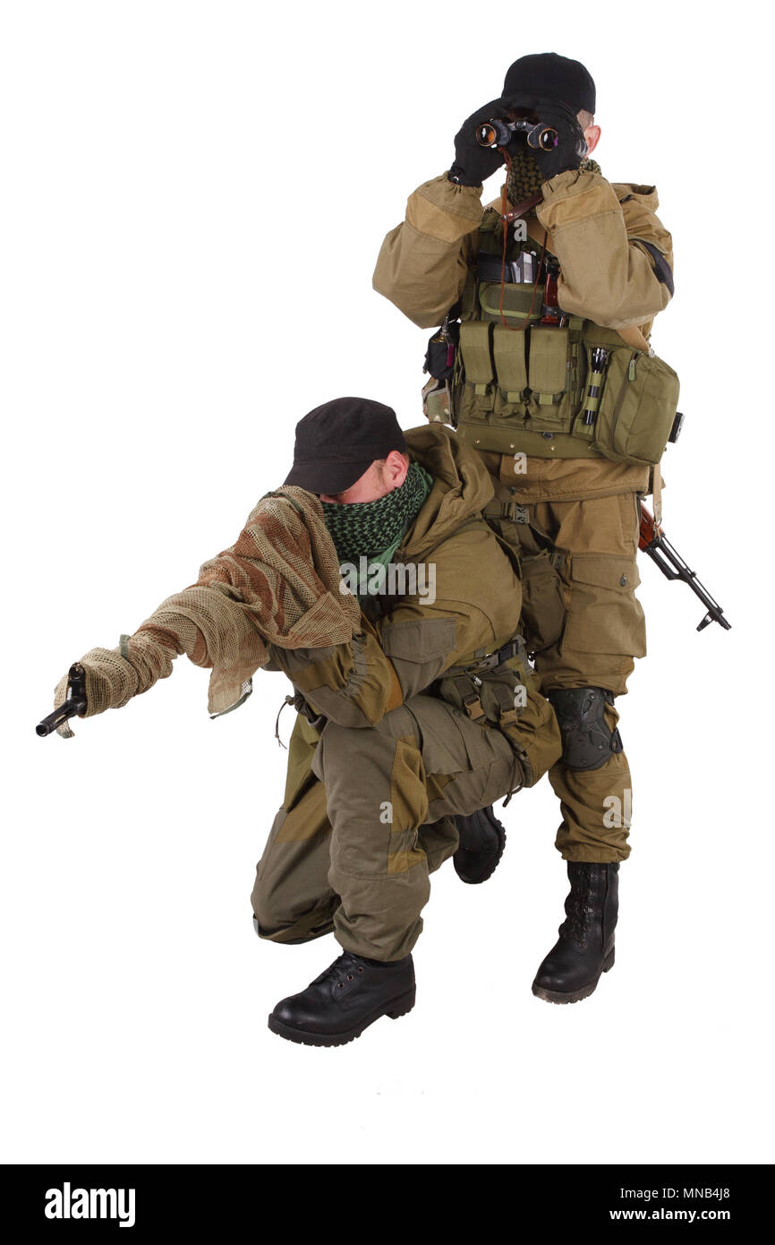 mercenaries sniper pair with SVD rifle isolated on white background ...