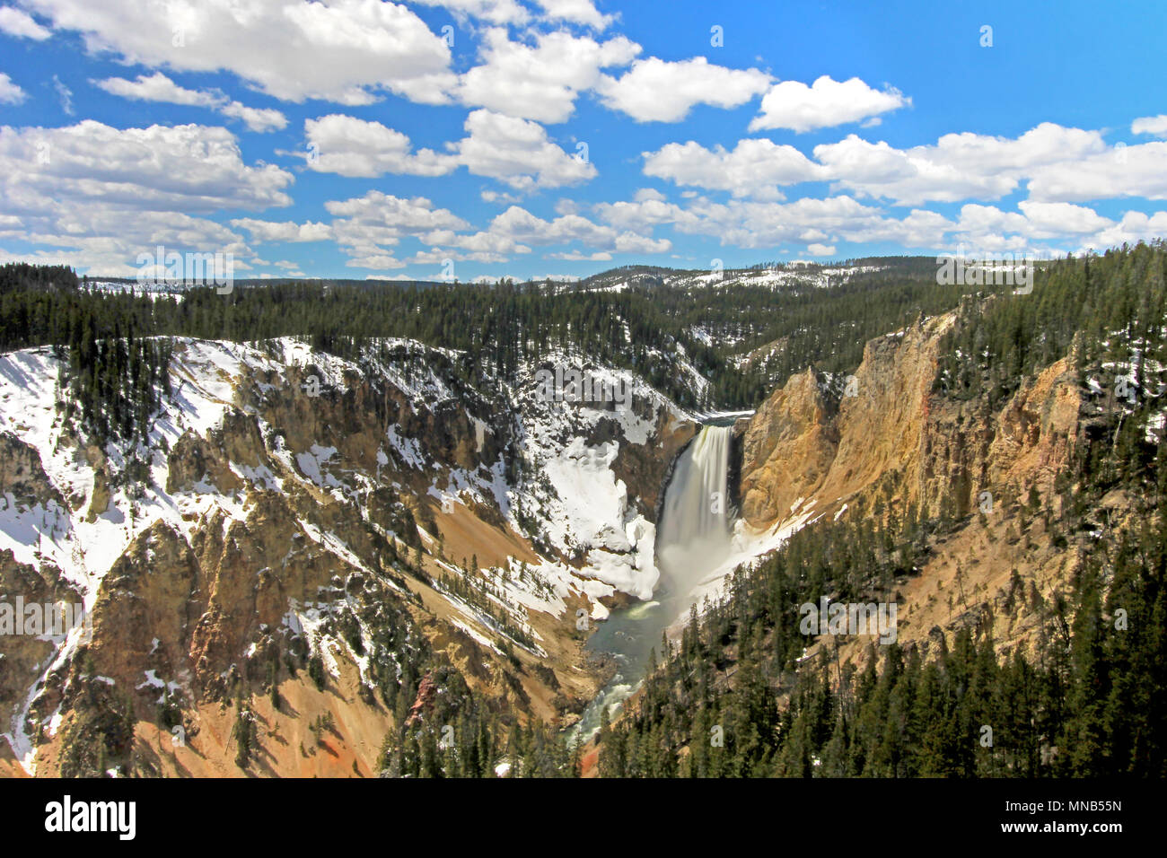 The waterfall called Lower Falls and the Grand Canyon of the ...