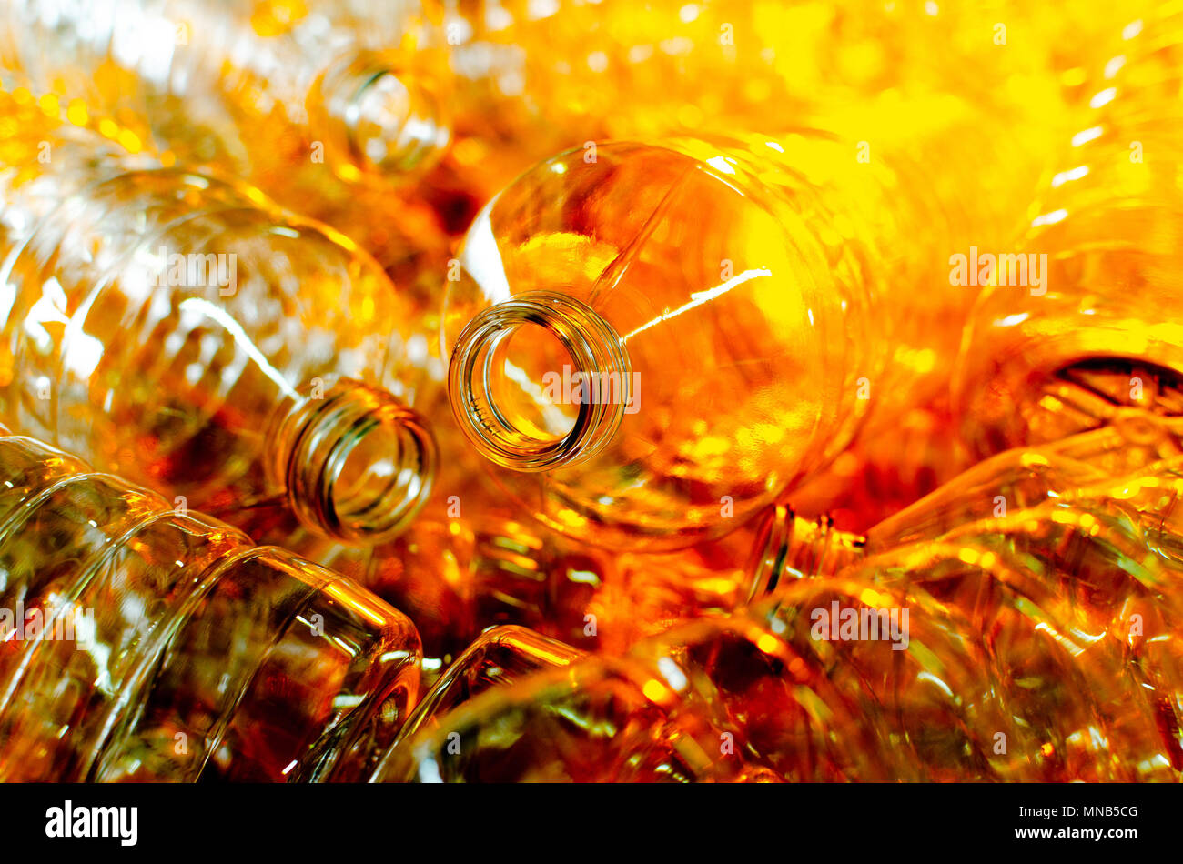 Bottle. Industrial production of plastic pet bottles. Factory line for ...