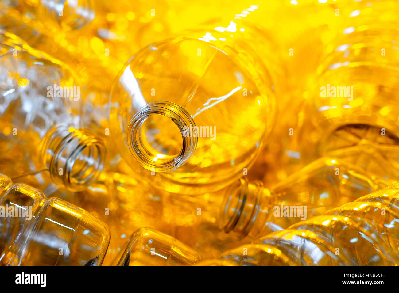 Bottle. Industrial production of plastic pet bottles. Factory line for ...