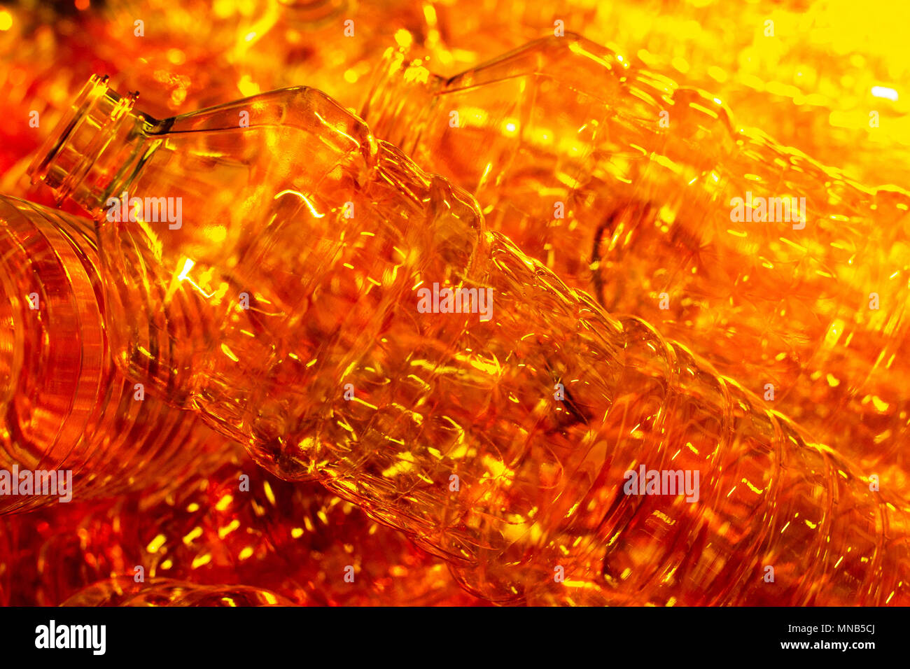 Bottle. Industrial production of plastic pet bottles. Factory line for ...