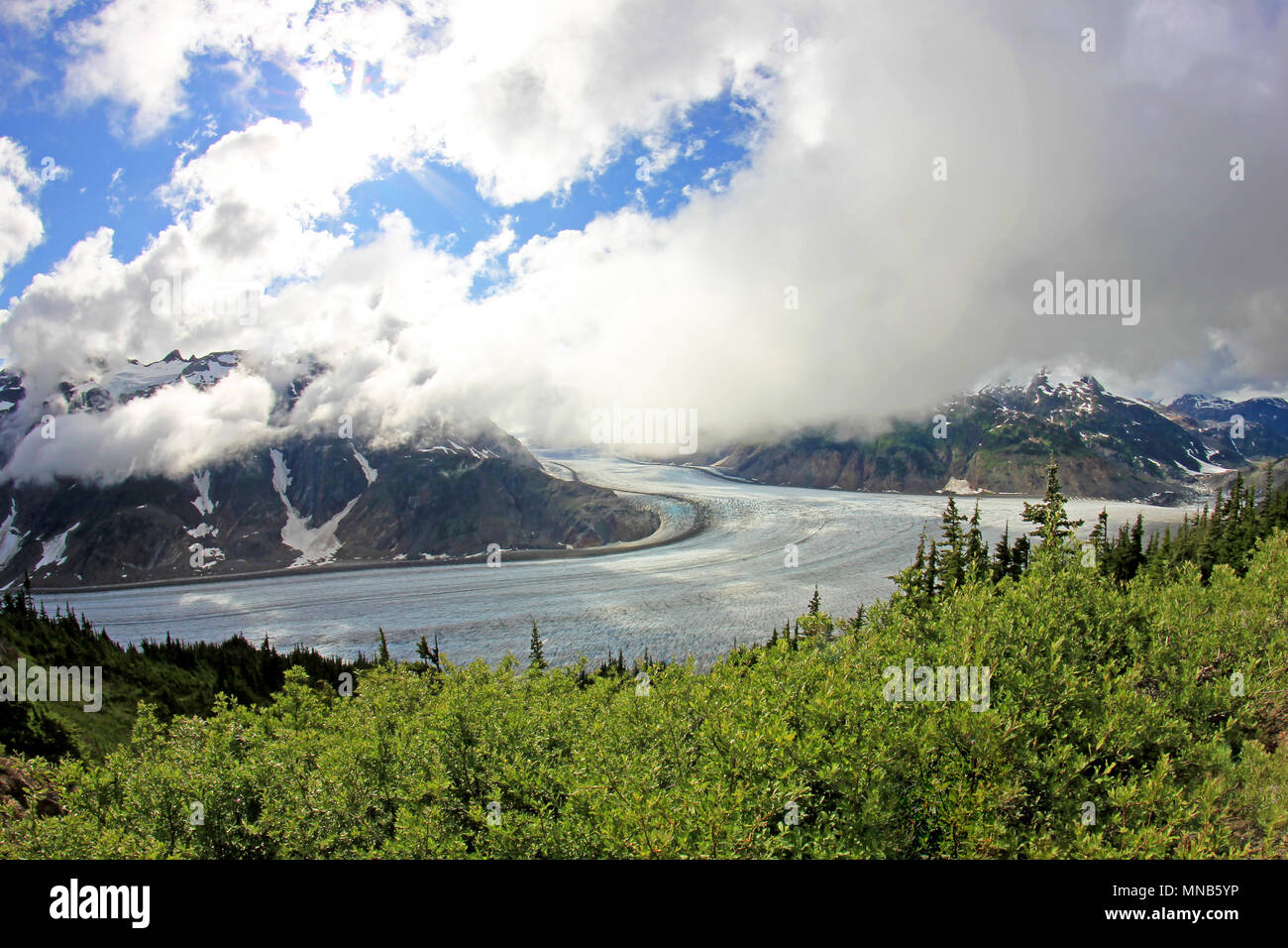 Salmon Glacier near Hyder, Alaska and Stewart, Canada, the glacier is ...