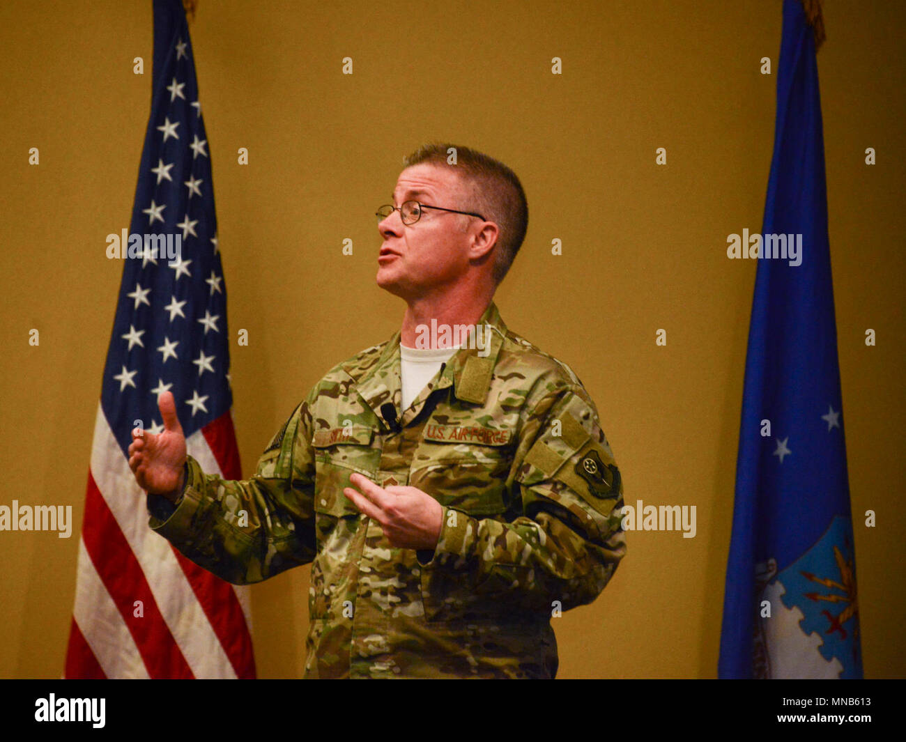 Chief Master Sgt. Gregory Smith, command chief of Air Force Special Operations Command, speaks ...