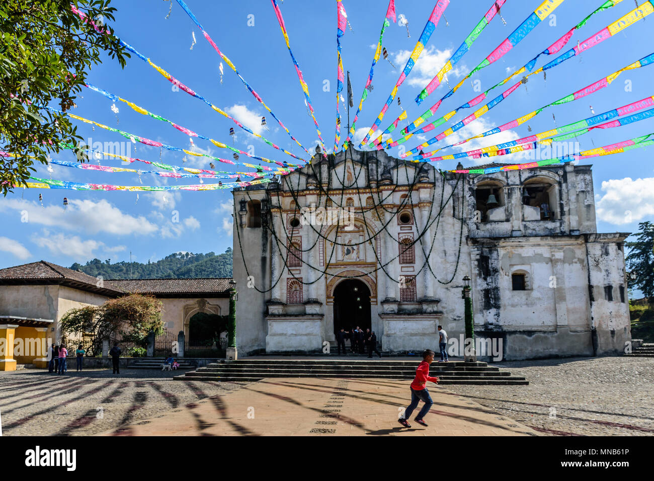 San Juan del Obispo, Guatemala - December 27, 2015: Locals outside one ...