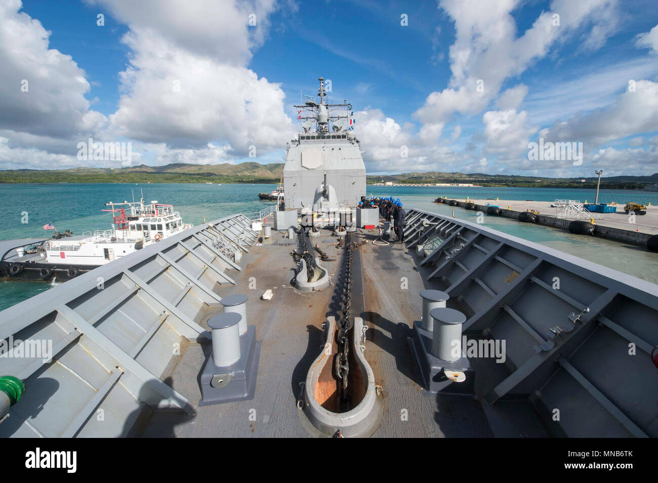 APRA HARBOR, Guam (March 15, 2018) The guided-missile cruiser USS ...