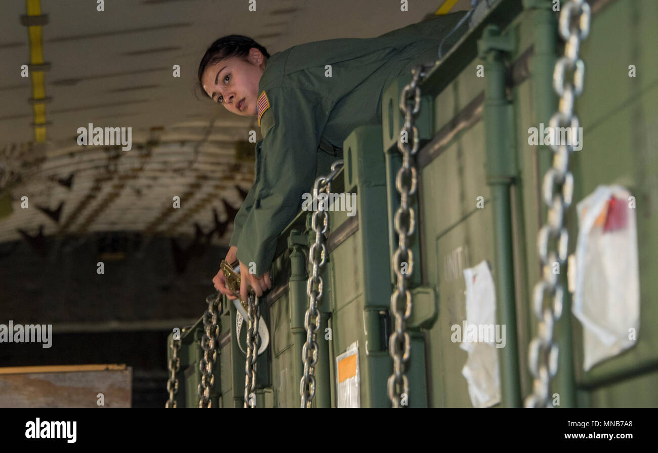 U.S. Air Force Staff Sgt. Ashley Cardillo, a loadmaster for the 21st ...