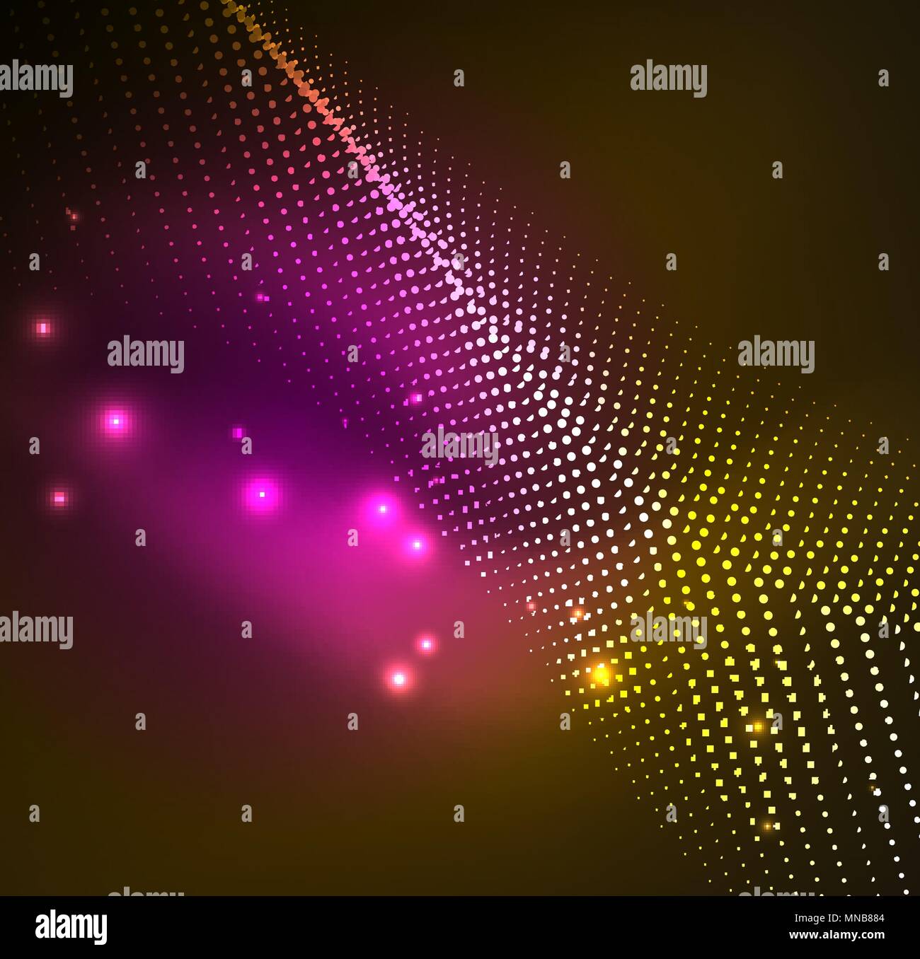 3D illuminated wave of glowing particles. 3D illuminated wave of ...