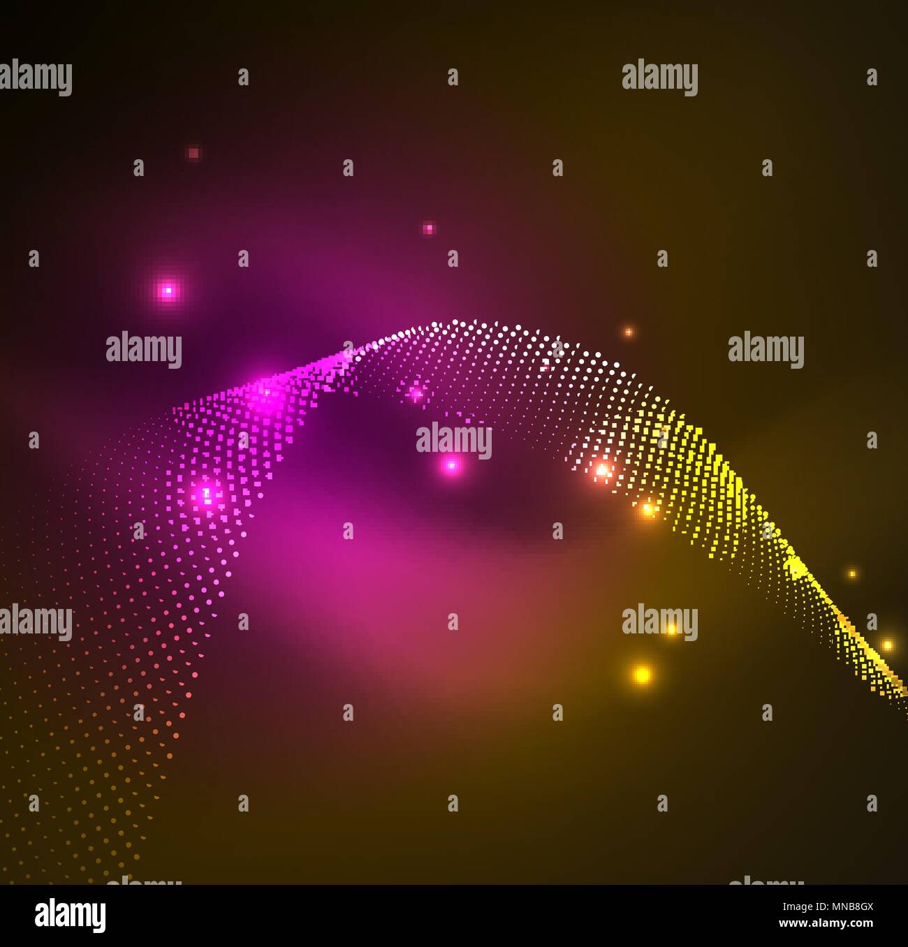 3D illuminated wave of glowing particles. 3D illuminated wave of ...