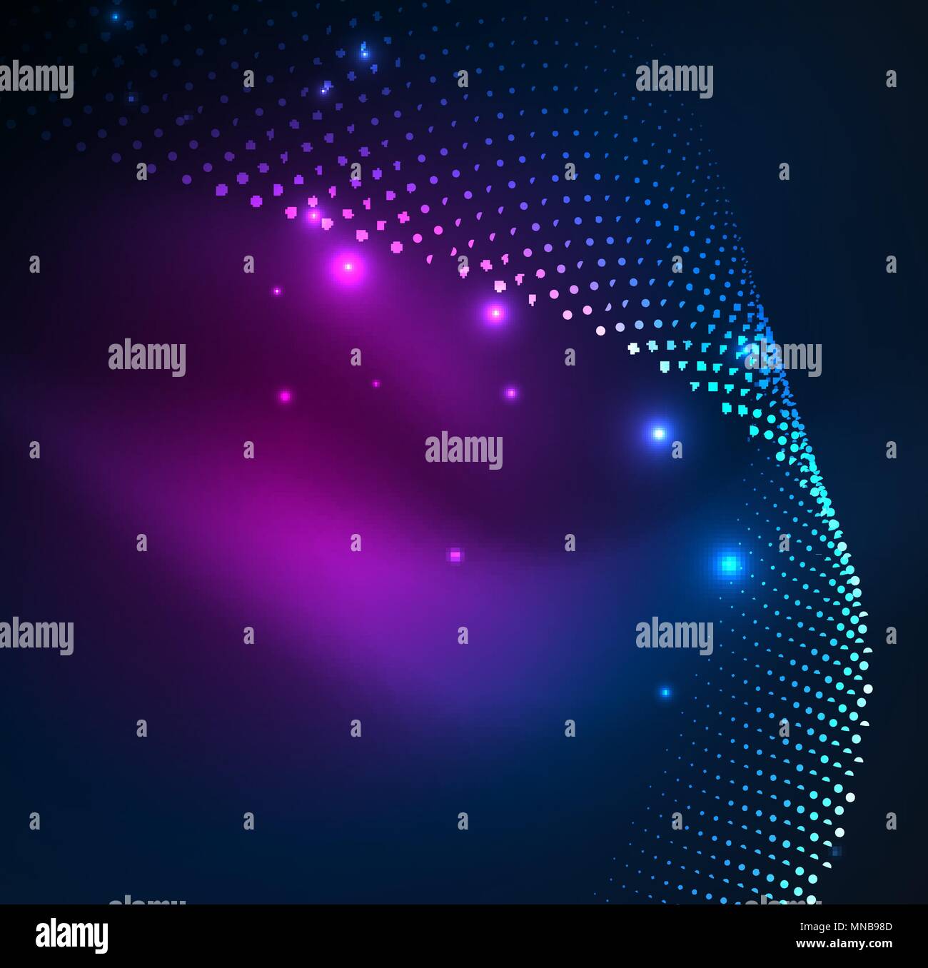 3D illuminated wave of glowing particles. 3D illuminated wave of ...