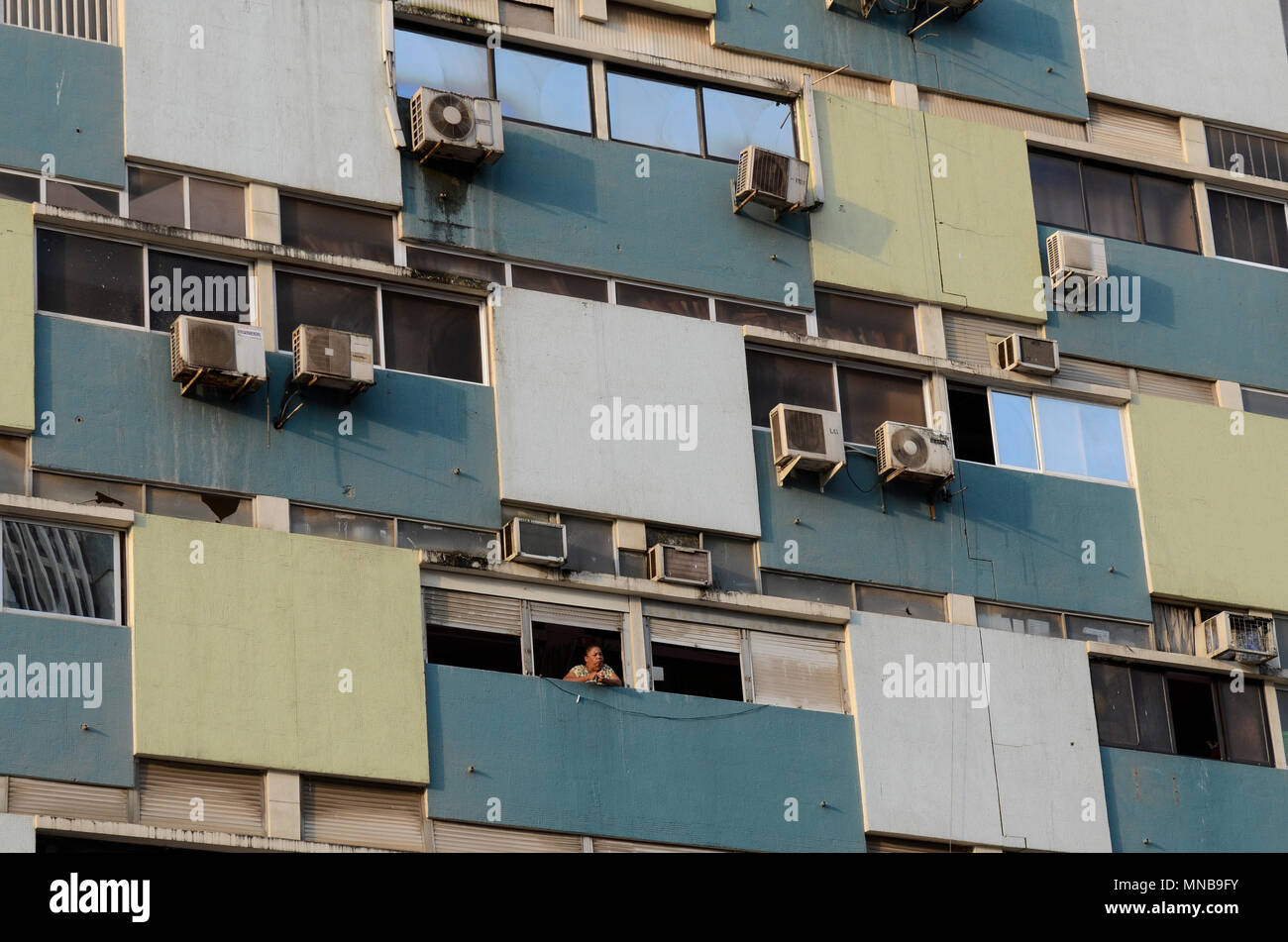 ANGOLA Luanda, block building with AC machines Stock Photo - Alamy