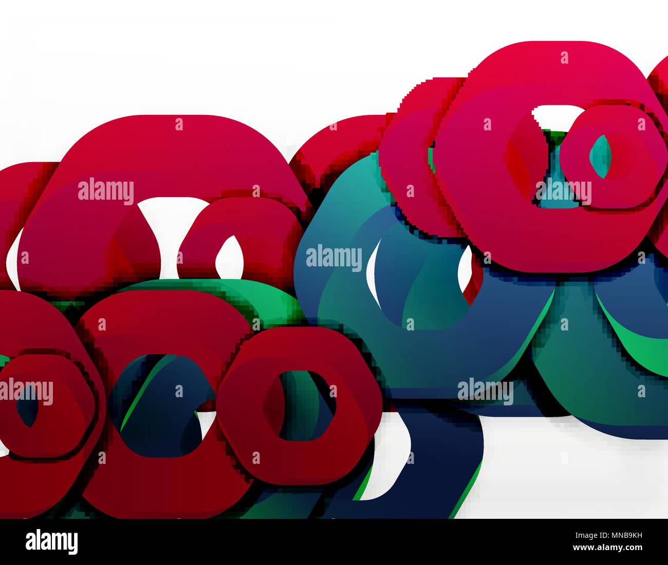 Geometric abstract background, cut chain shapes or hexagons on white ...