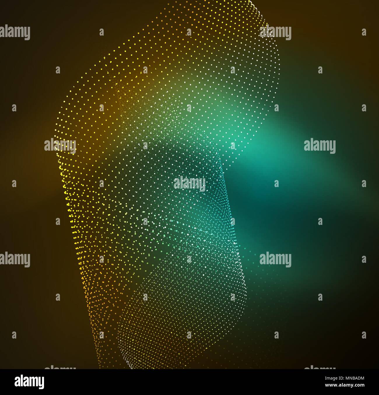 3D illuminated wave of glowing particles. 3D illuminated wave of ...