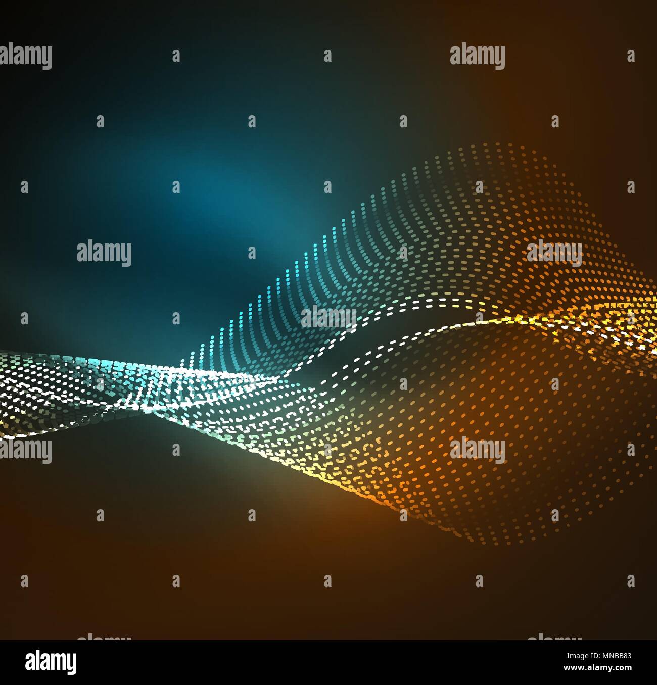 Vector wave particles background. Vector wave particles background - 3D illuminated digital wave ...