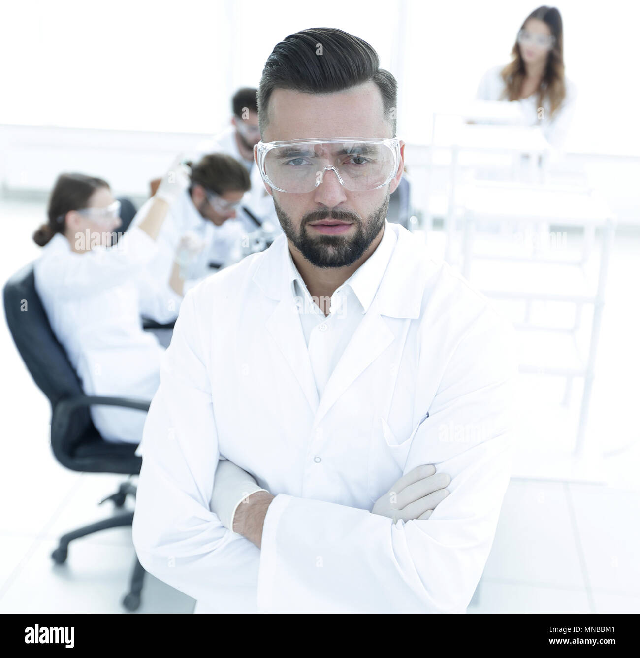 scientist microbiologist in the laboratory background Stock Photo - Alamy
