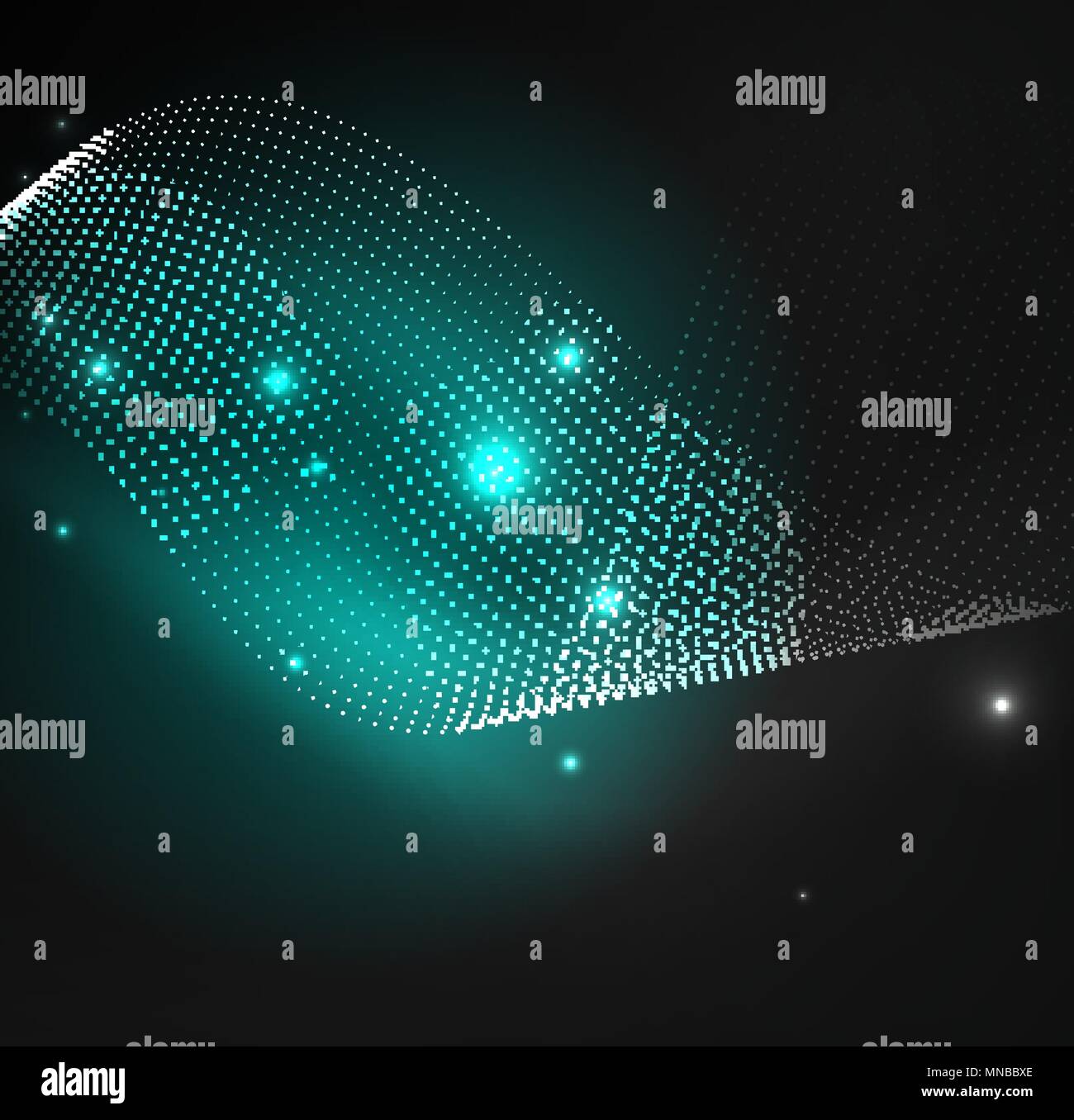 3D illuminated wave of glowing particles. 3D illuminated wave of ...