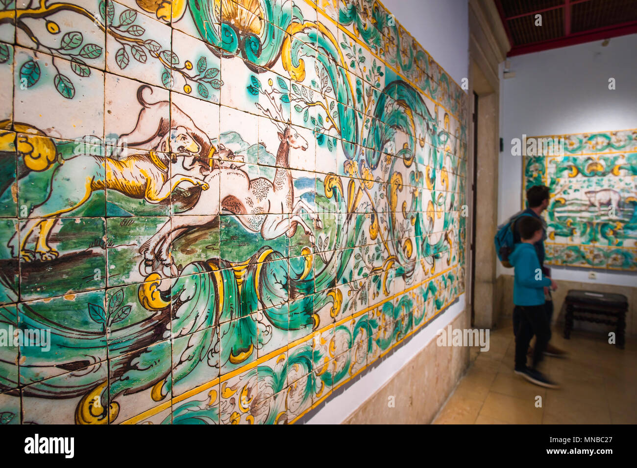 Portugal tile museum, view of a 17th century hunting scene depicted in ...