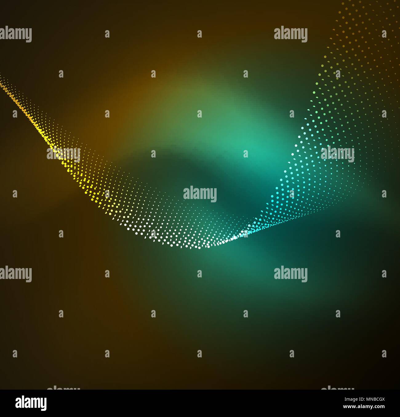 3D illuminated wave of glowing particles. 3D illuminated wave of ...