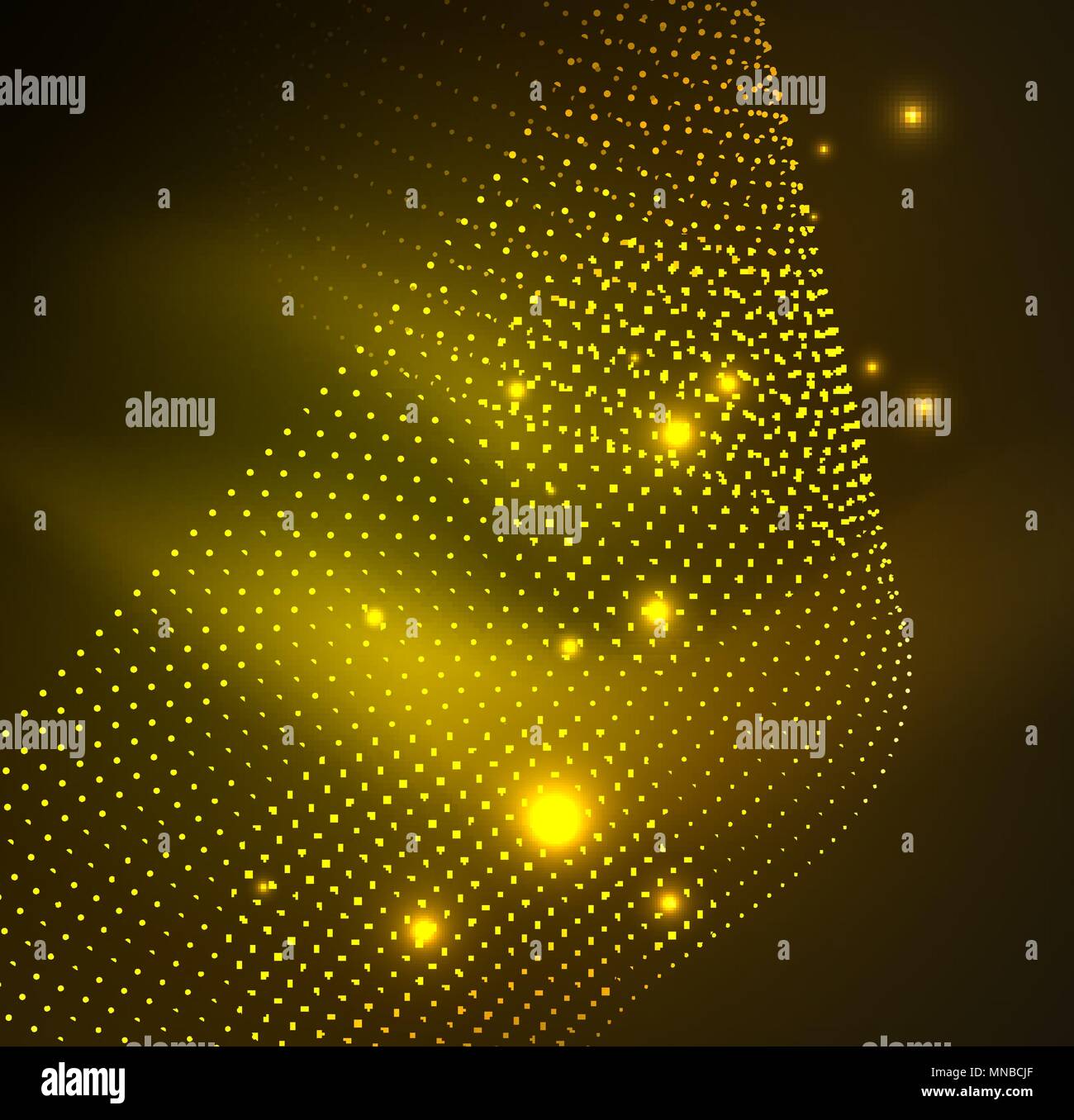 3D illuminated wave of glowing particles. 3D illuminated wave of ...