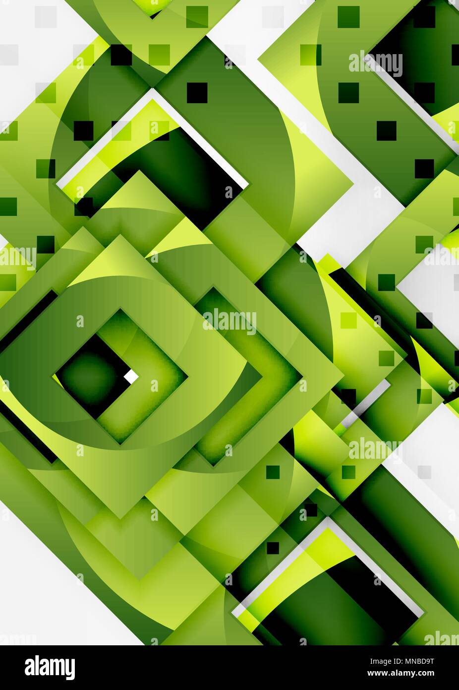 Squares geometric object in light 3d space, abstract background ...
