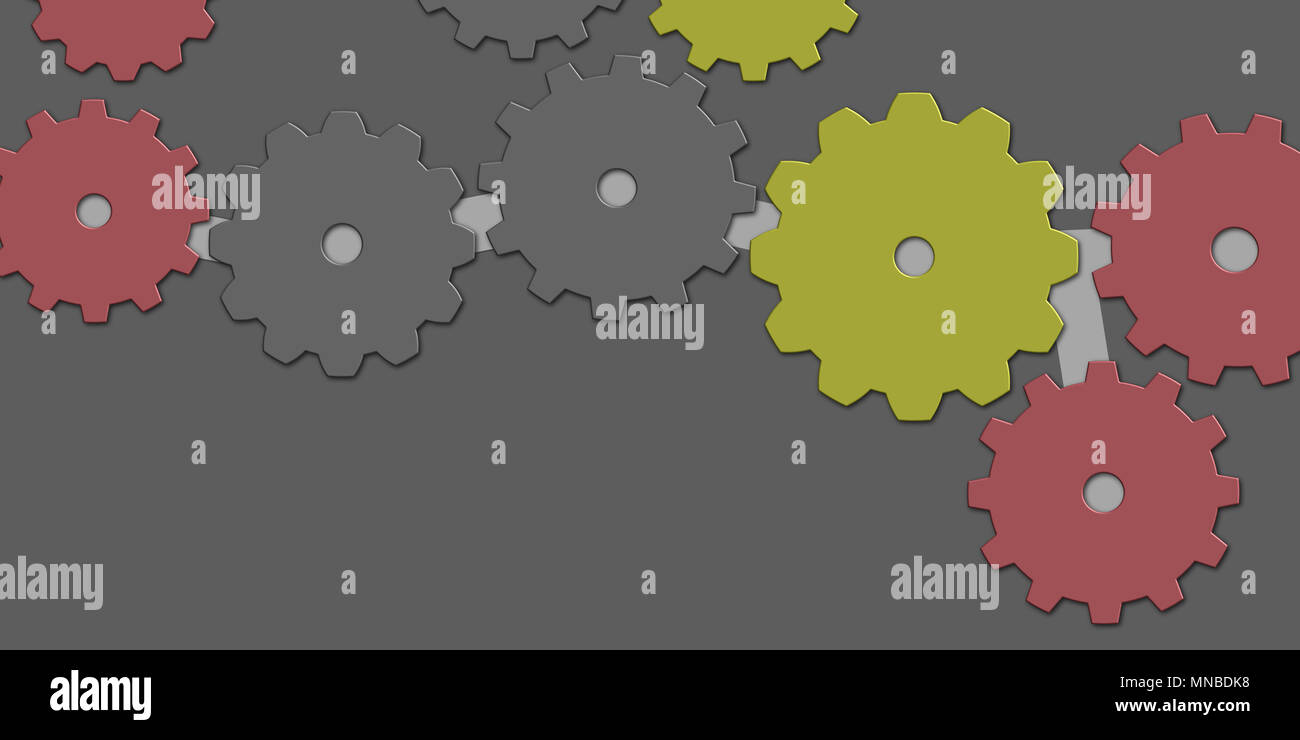 simple cogs and gears illustration backdrop Stock Photo - Alamy