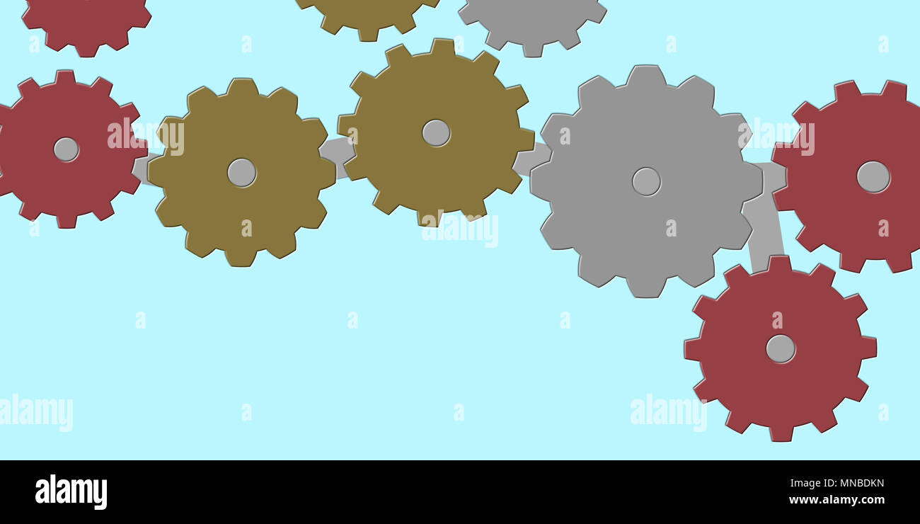 simple cogs and gears illustration backdrop Stock Photo - Alamy