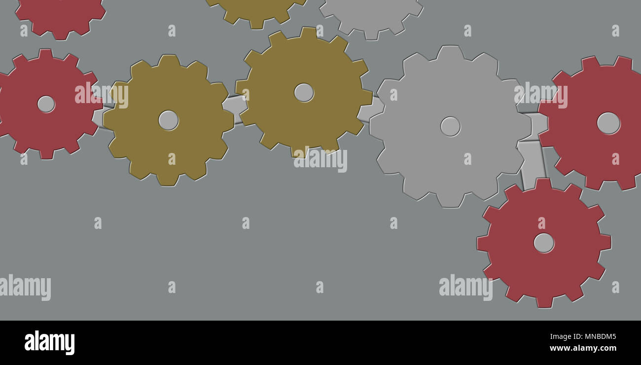 simple cogs and gears illustration backdrop Stock Photo - Alamy