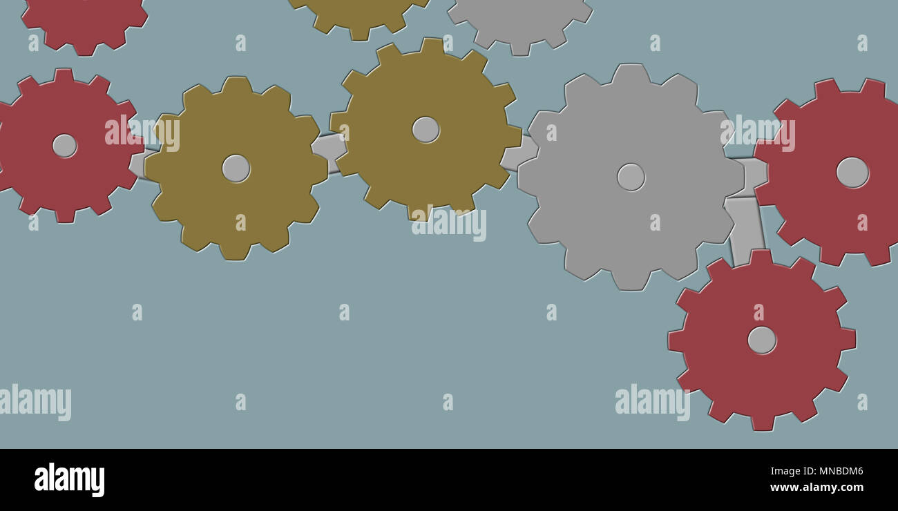 simple cogs and gears illustration backdrop Stock Photo - Alamy