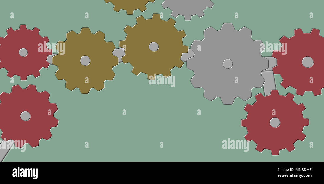 simple cogs and gears illustration backdrop Stock Photo - Alamy
