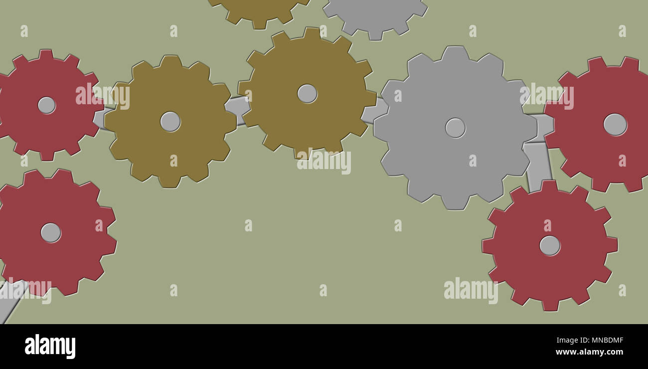 simple cogs and gears illustration backdrop Stock Photo - Alamy